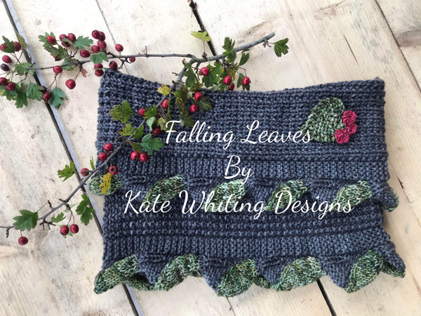 Falling Leaves Cowl. DK and Aran Knitting Pattern – Kate Whiting Designs