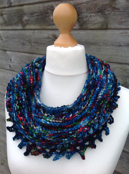 Sapphire & Jewels Cowl. DK Knitting Pattern – Kate Whiting Designs