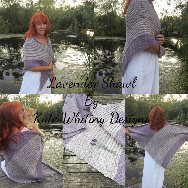Lavender Shawl. DK Knitting Pattern – Kate Whiting Designs